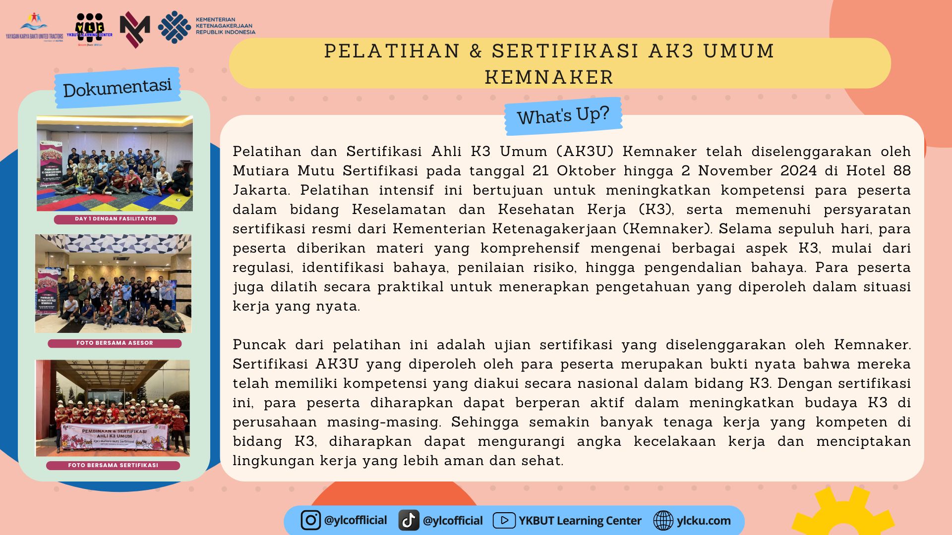 PELATIHAN DAN SERTIFIKASI AK3 UMUM KEMNAKER | YLC